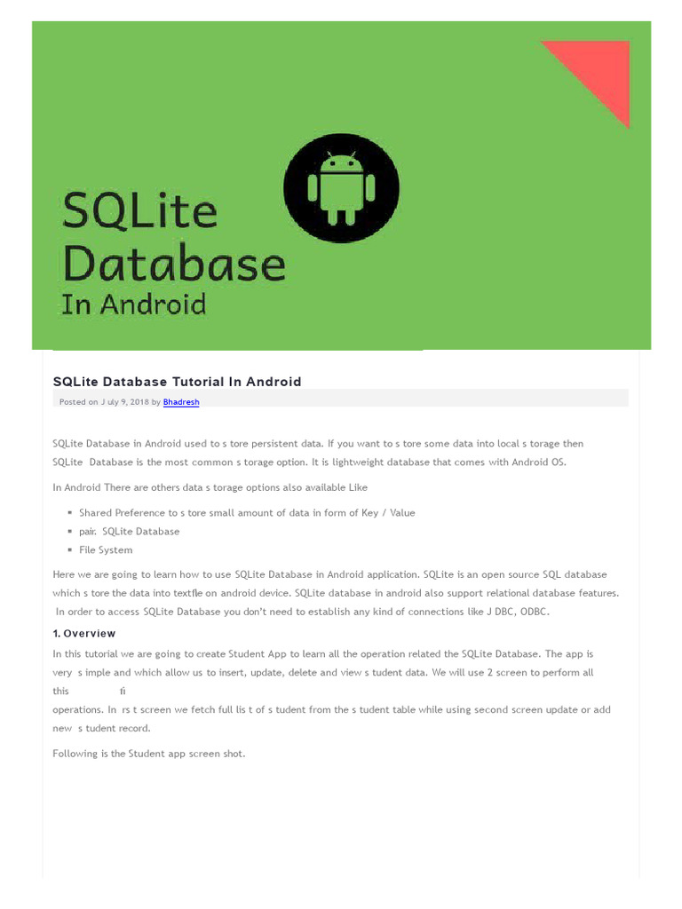 Sqlite Database Tutorial 9117876 Powerpoint Pdf Databases Android Operating System