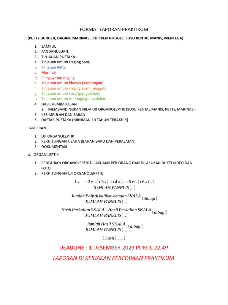 Format Laporan Praktikum Daging dan Susu | PDF