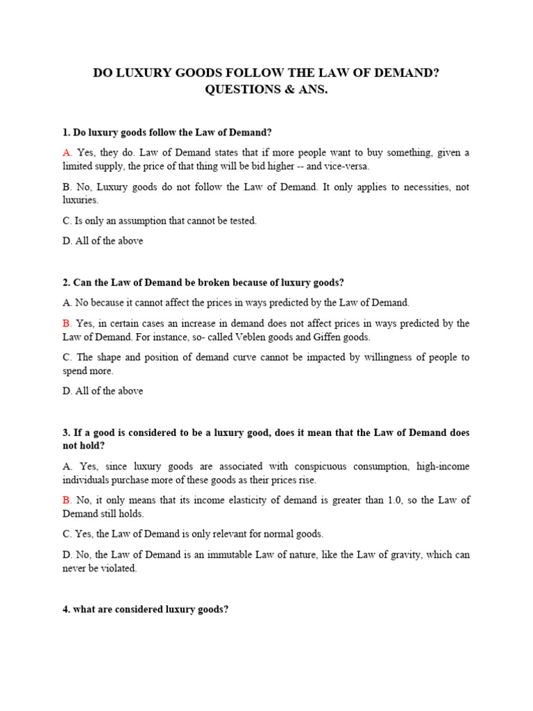Do Luxury Goods Follow The Law of Demand Q&a | PDF | Demand | Luxury Goods