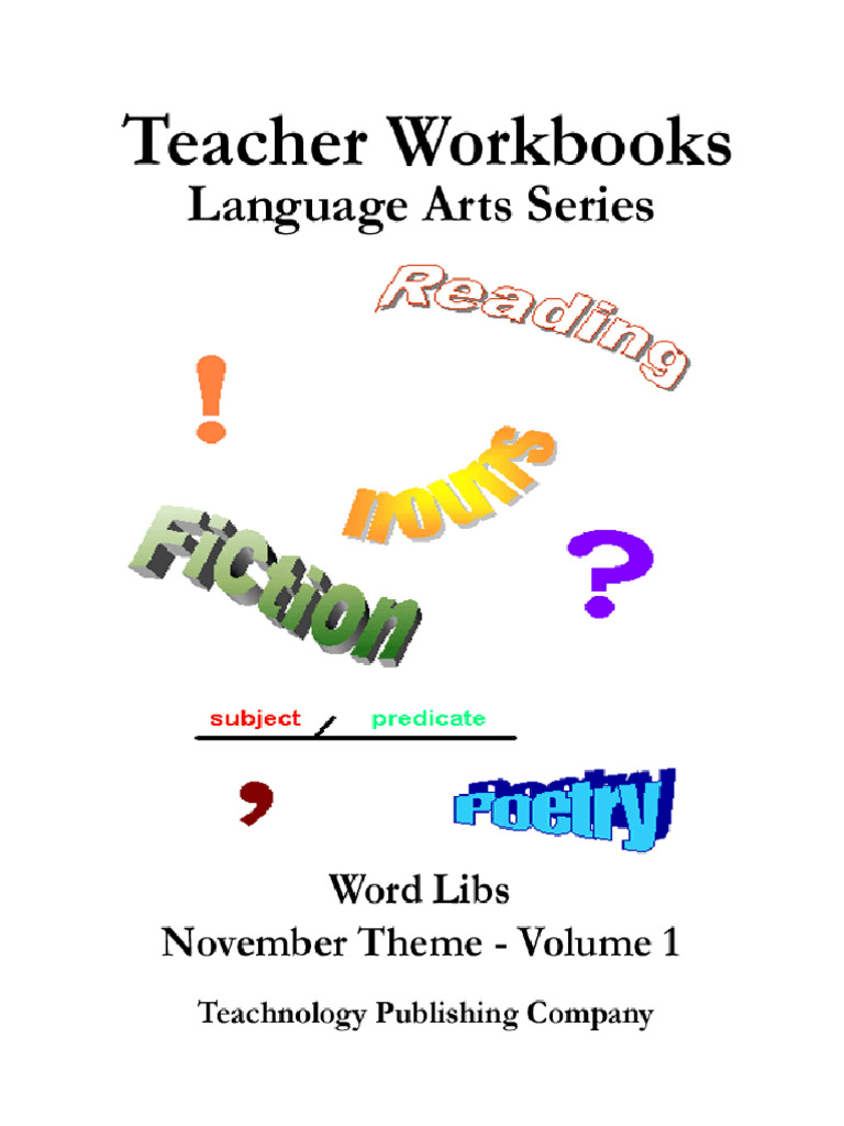 Teacher Workbooks, LA Series - Word Libs, November Theme Vol 1 | PDF ...