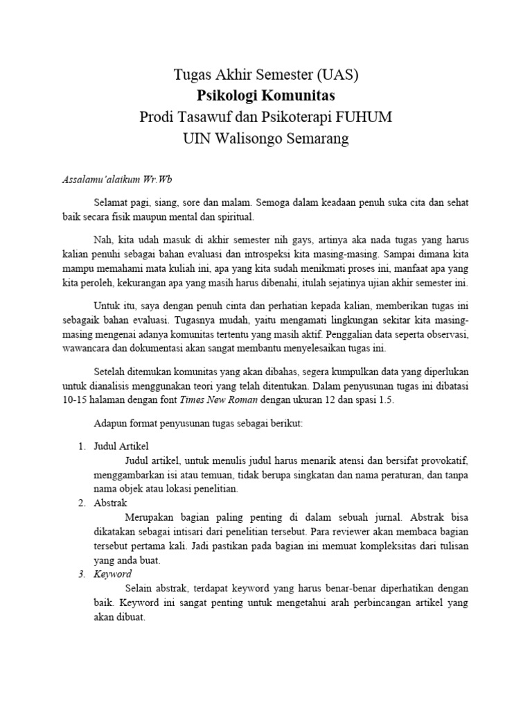 UAS Psikologi Komunitas | PDF
