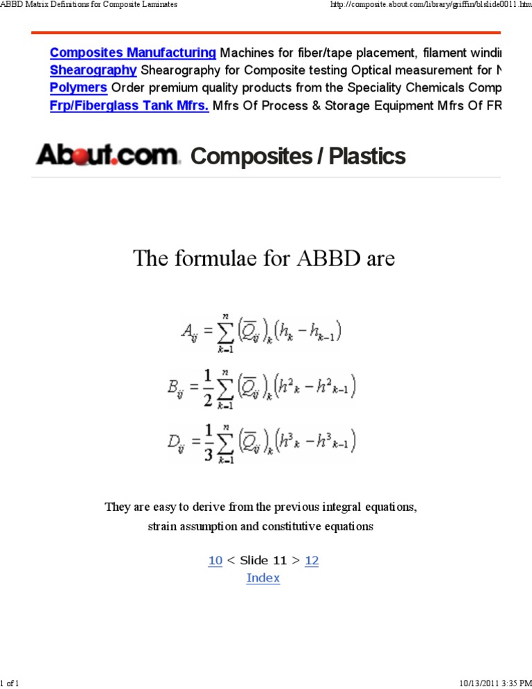 ABBD Matrix Definitions For Composite Laminates | PDF