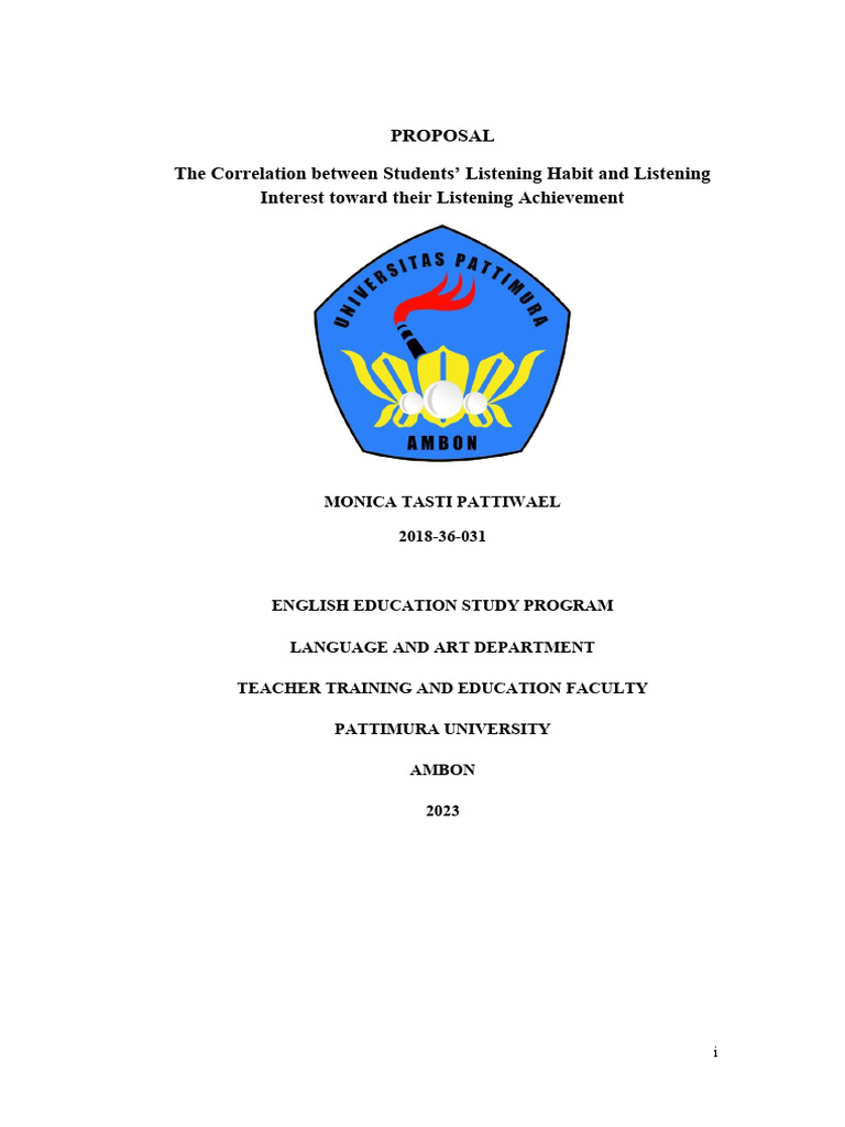 PROPOSAL MONICA PATTIWAEL (201836031) Last | PDF | Statistics ...