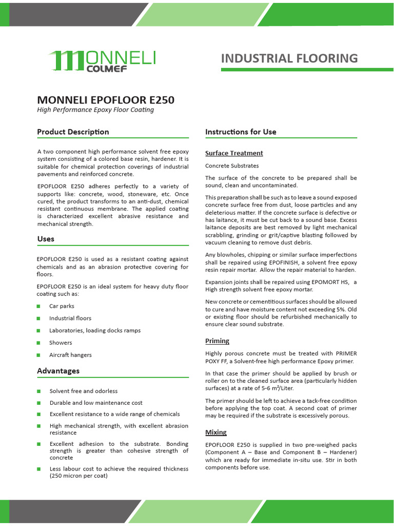 Monneli Epofloor E250 - DOC - TECHNICAL - MAP - en - 963 | PDF | Epoxy ...
