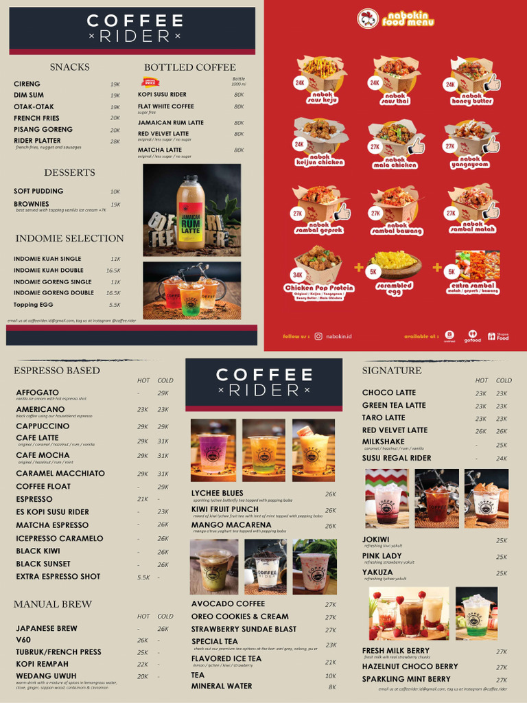 Menu Coffee Rider 2023 | PDF
