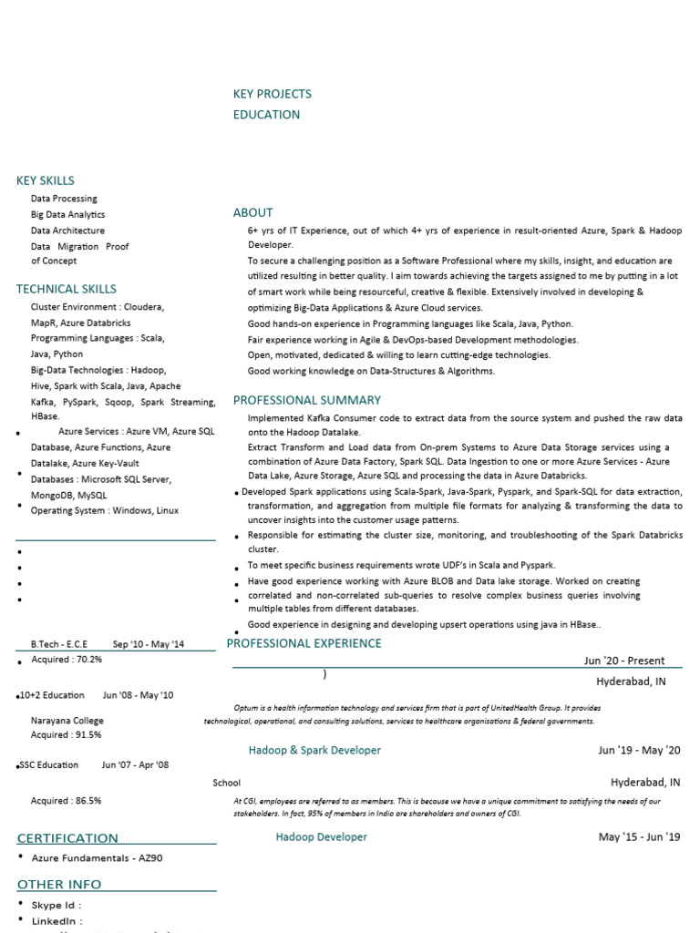 Resume 5 | PDF | Apache Spark | Microsoft Azure