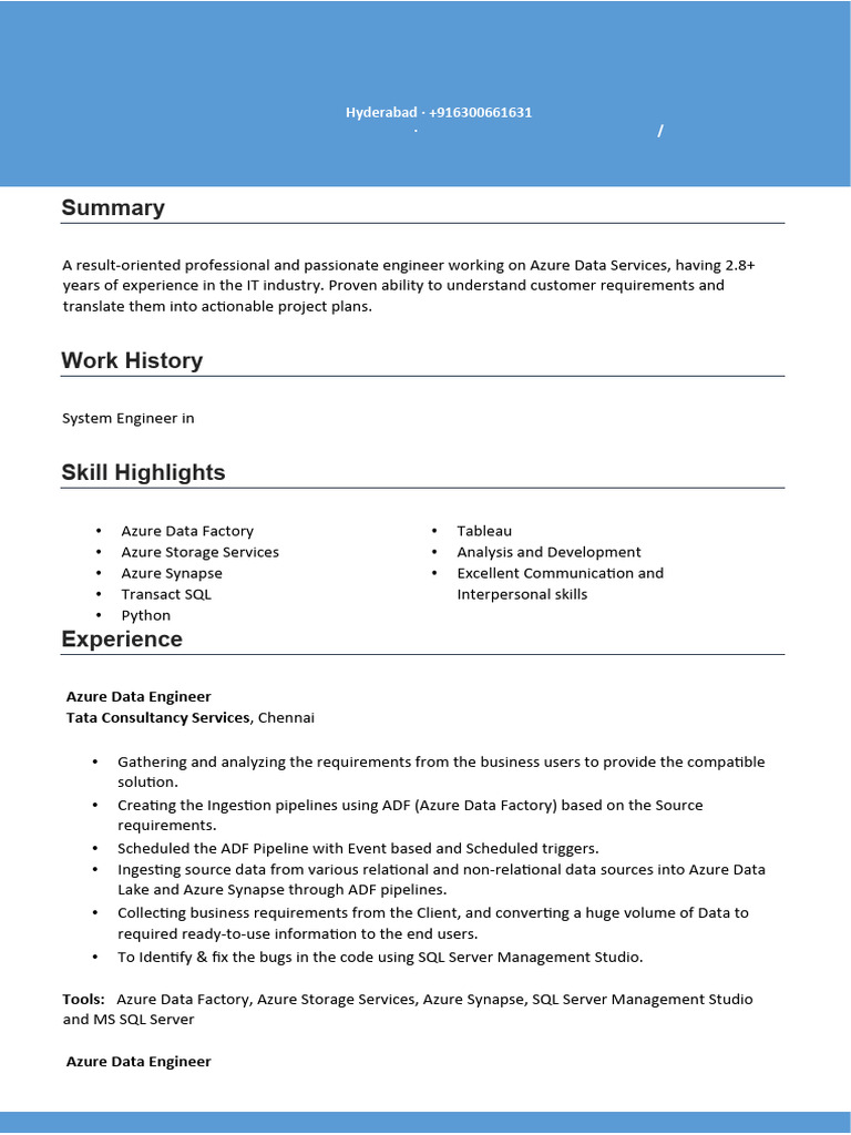Resume 3 | PDF | Microsoft Azure | Microsoft Sql Server