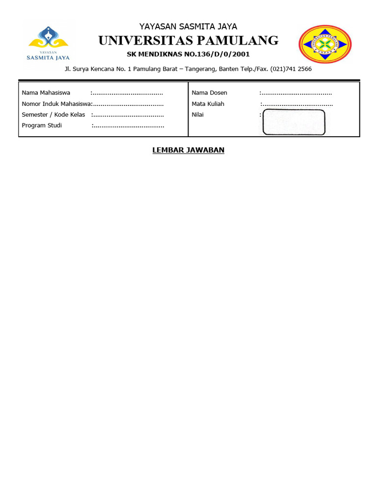 Lembar Isian Jawaban | PDF