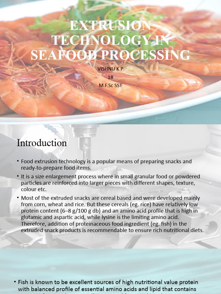 Seafood Extrusion Technology Overview | PDF | Extrusion | Food And Drink