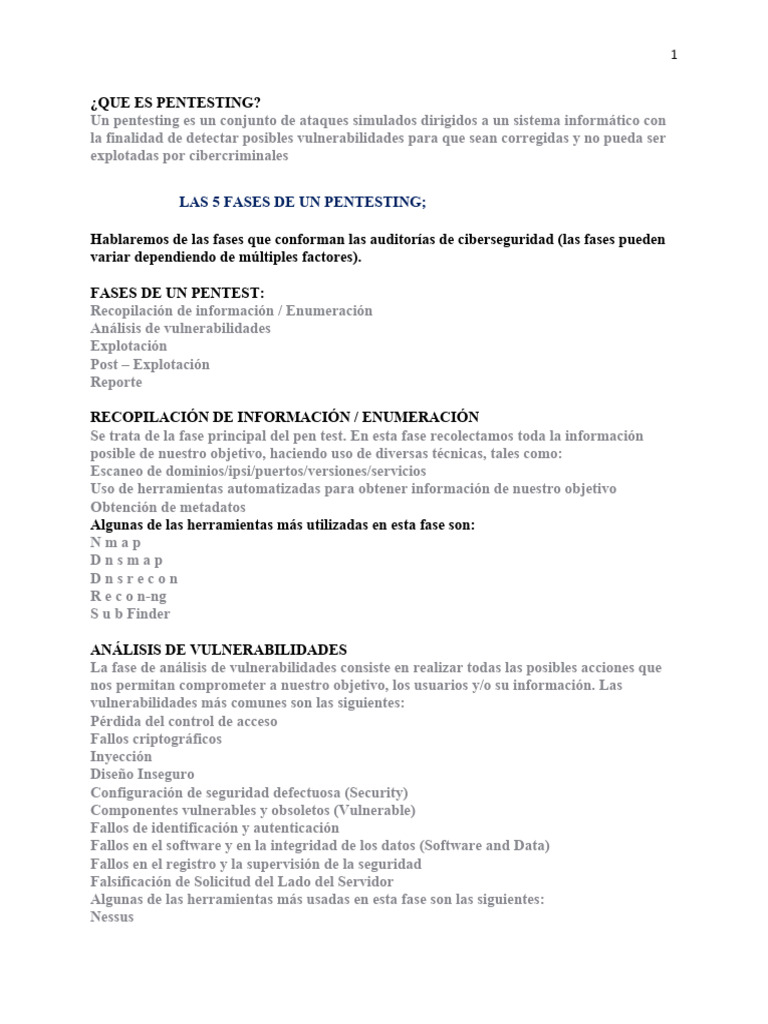 Fases Del Pentesting Daniel Jurado | PDF | Vulnerabilidad (informática ...