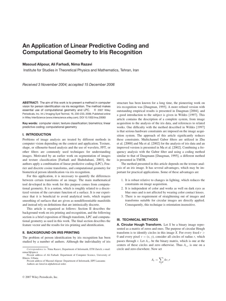 An Application Of Linear Predictive Coding And Computational Geometry 4878