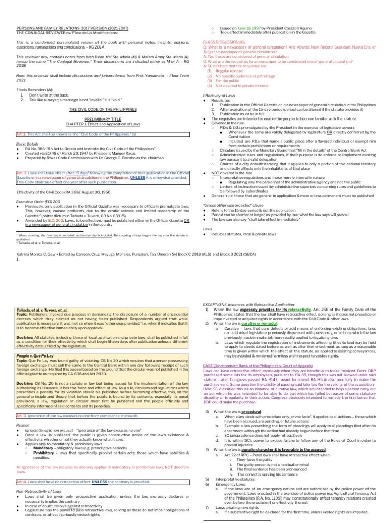 PFR Reviewer Sta. Maria | PDF | Precedent | Ex Post Facto Law