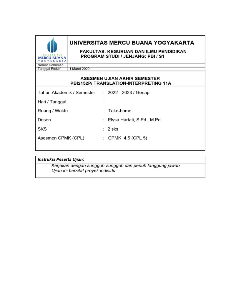 Diah Ayu Lestari - Translation UAS - PBI 11A | PDF | Bisnis | Seni