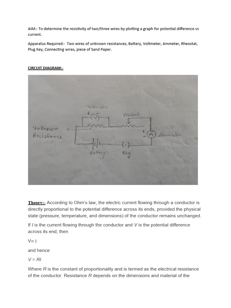 Phy 1st Prac | PDF | Electrical Resistance And Conductance | Voltage