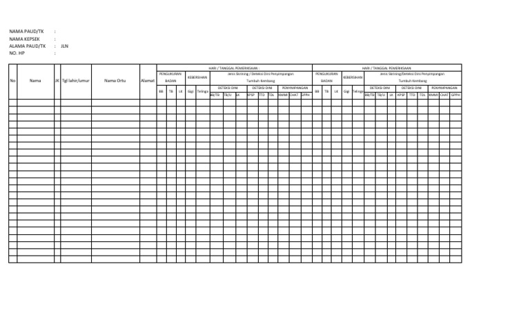 Format Penjaringan DDTK | PDF