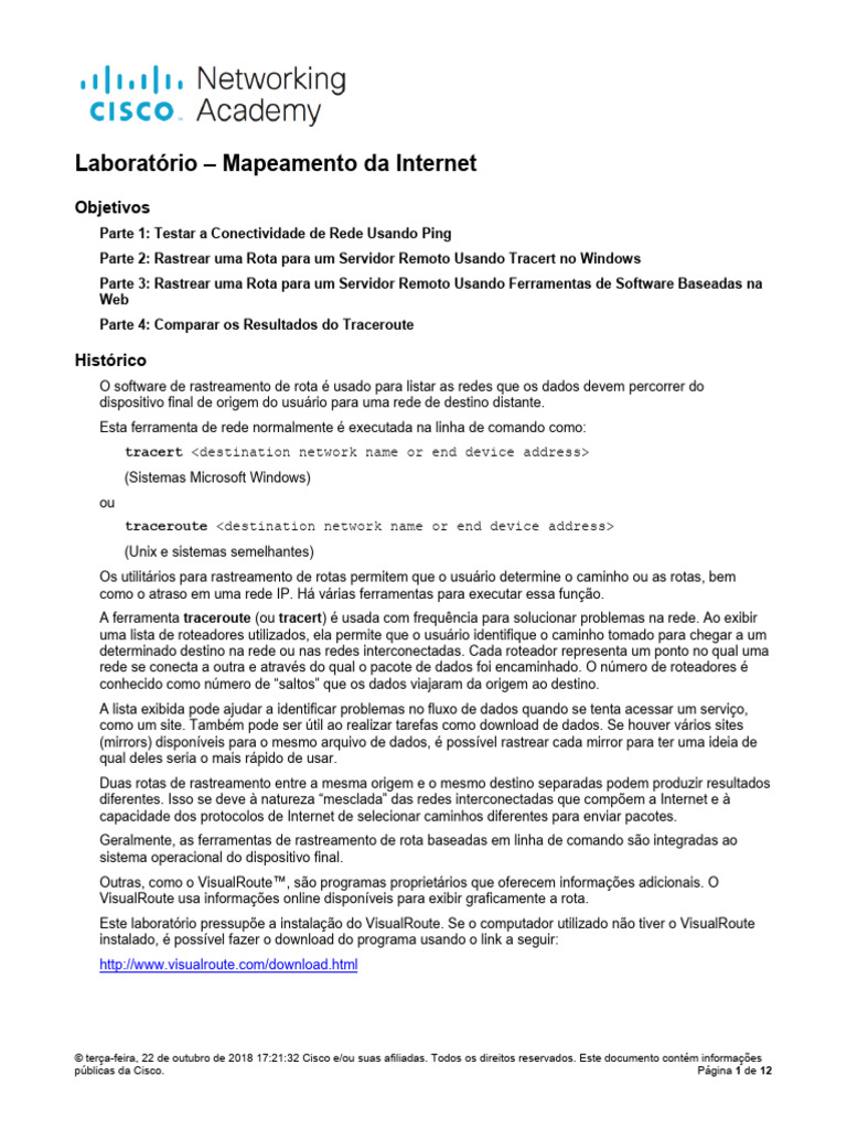 1.1.2.4 Lab - Mapping The Internet | PDF | Rede de computadores | Internet