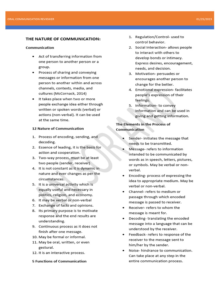 Oral Communication | PDF | Communication | Nonverbal Communication