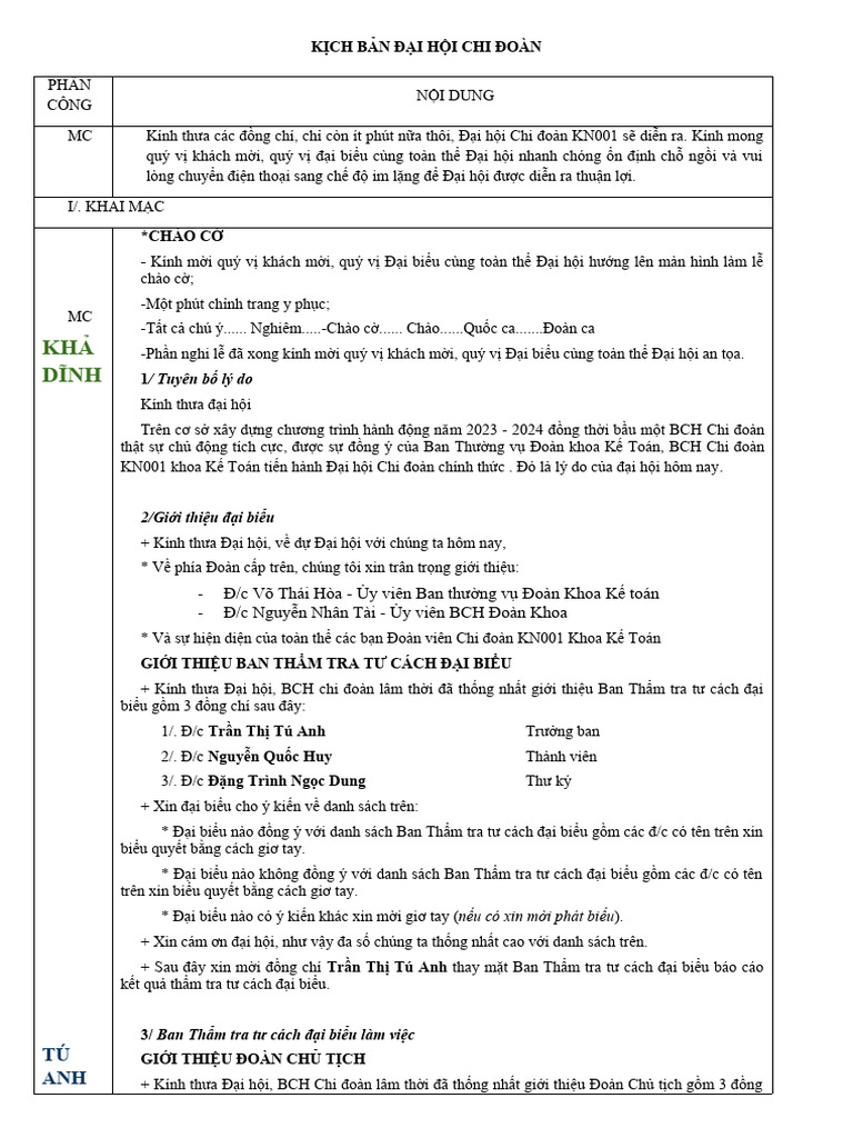 Kịch bản chương trình k48 | PDF