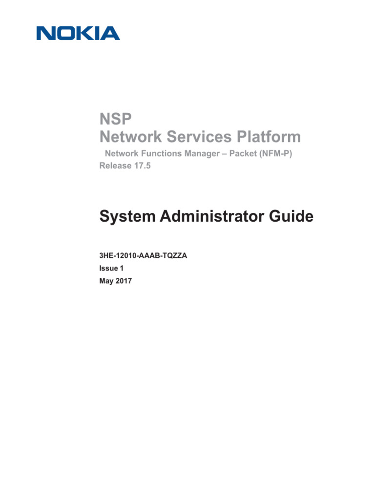 NSP NFM-P 17.5 System Administrator Guide | PDF | Databases | Radius