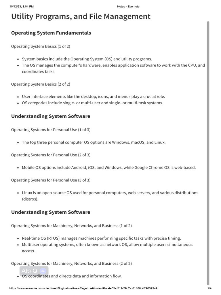 Evernotes1 Ict | PDF | Operating System | Graphical User Interfaces