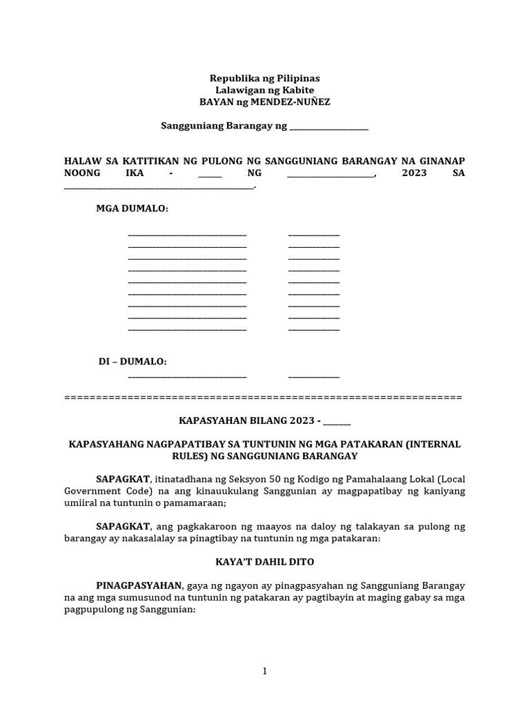 Internal Rules of Procedure Tagalog | PDF