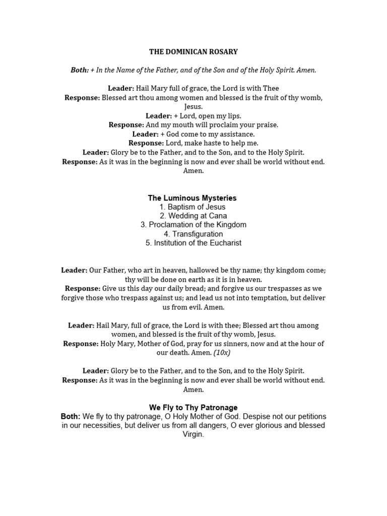 THE DOMINICAN ROSARY - Thursday For MBG | PDF | Rosary | Mary, Mother ...