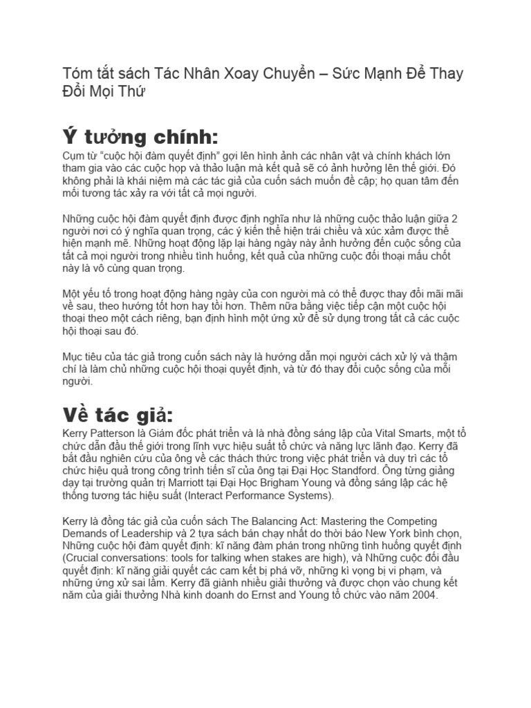 Tóm tắt sách Tác Nhân Xoay Chuyển | PDF