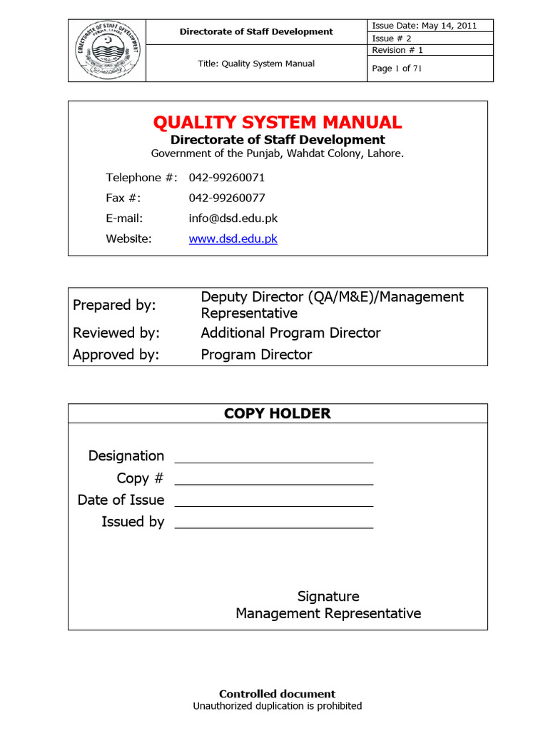 Quality System Manual | PDF | Quality Management | Quality Management ...