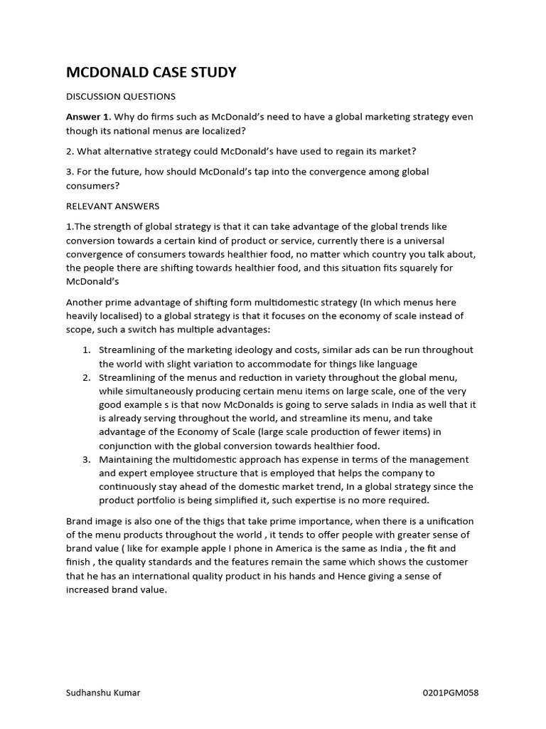 Mcdonald Case Study | PDF