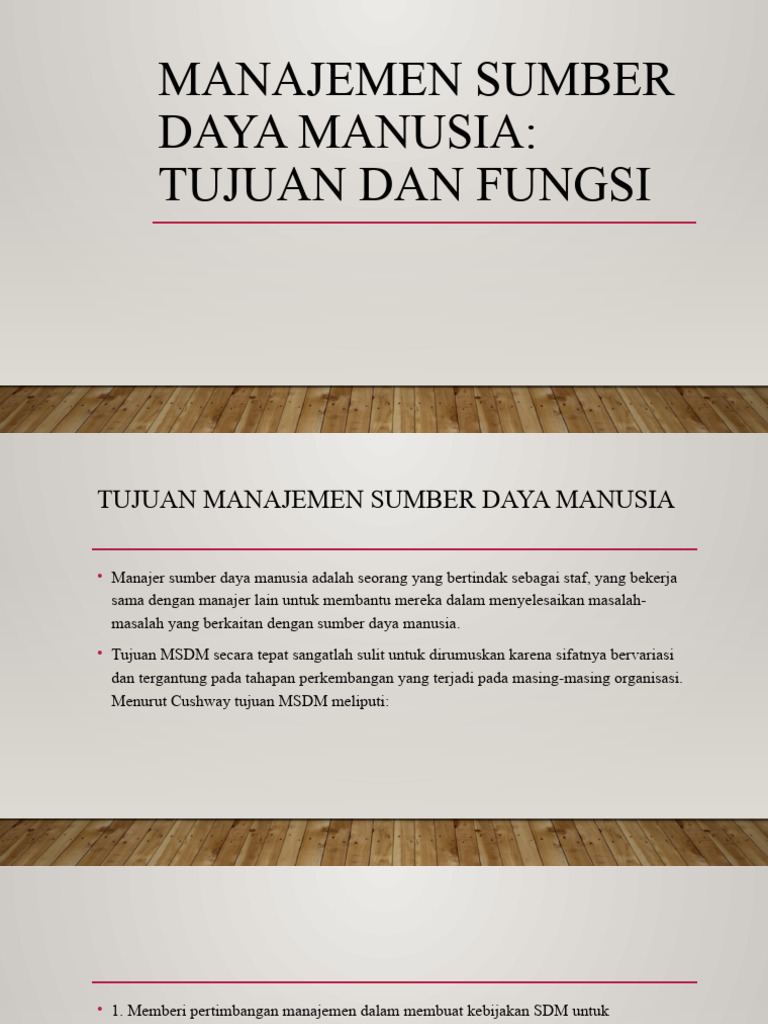 Bab 3 Tujuan Dan Fungsi MSDM | PDF