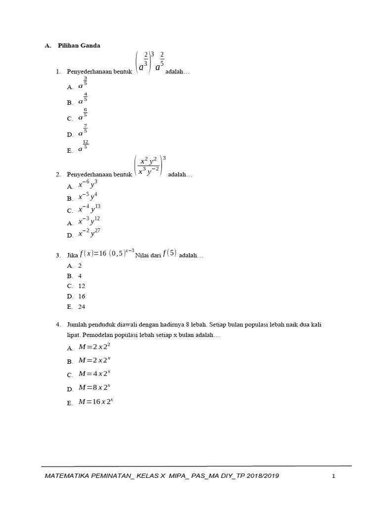 Soal Matematika Minat X | PDF
