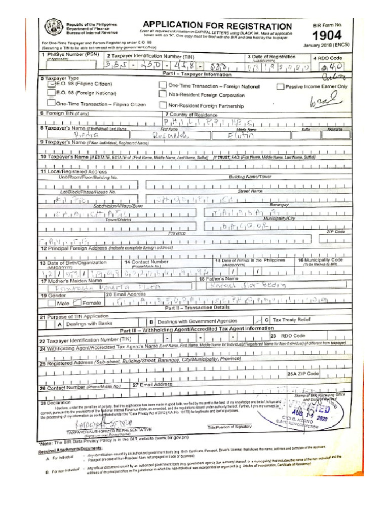 Tin Verification Slip - Bedra - Rafaelah E. | PDF