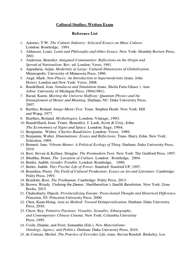 Cs Qua Exam Booklist - Endorsed | PDF