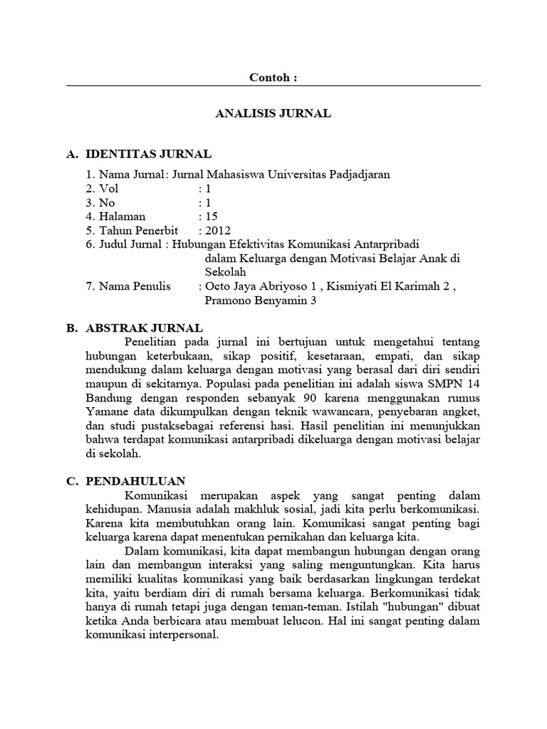 Contoh Analisis Jurnal | PDF