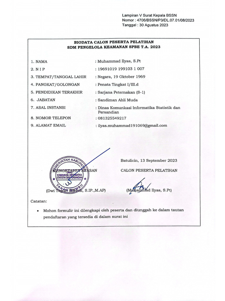 Biodata M. Ilyas | PDF