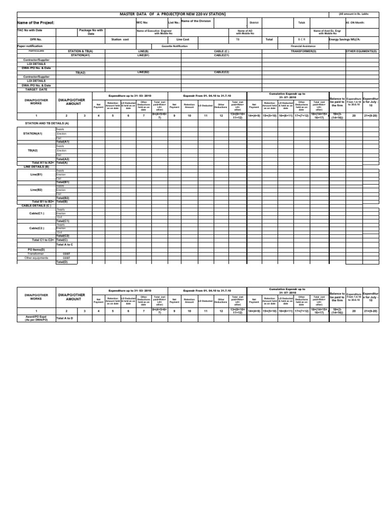 Master Data FORMAT 220kV-New Station (Blank-A3) 8.12.10 REV | PDF ... Master Data FORMAT 220kV-New Station (Blank-A3) 8.12.10 REV | PDF ...