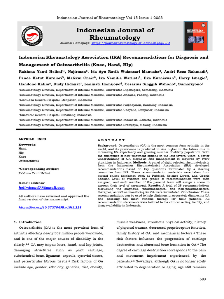 Remains Indonesian Rheumatology Association Ira Recommendations For