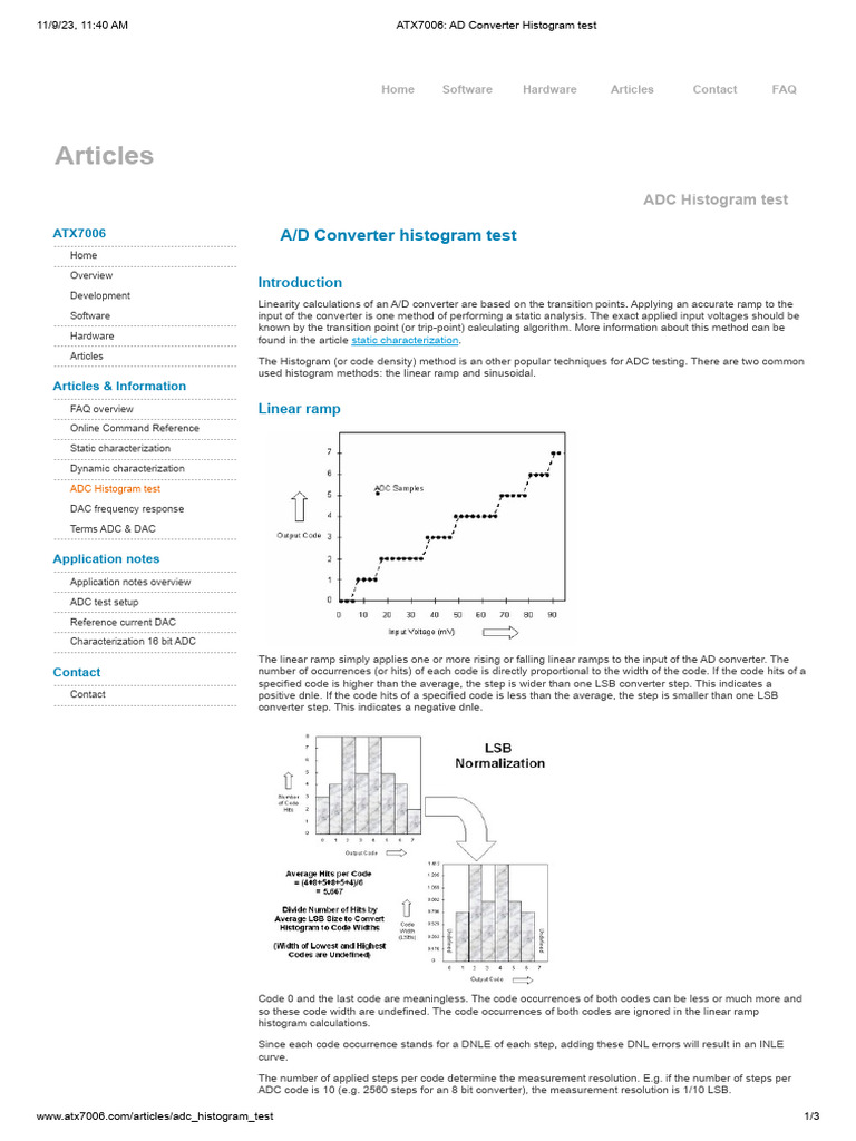 ATX7006 - AD Converter Histogram Test | PDF | Analog To Digital ...