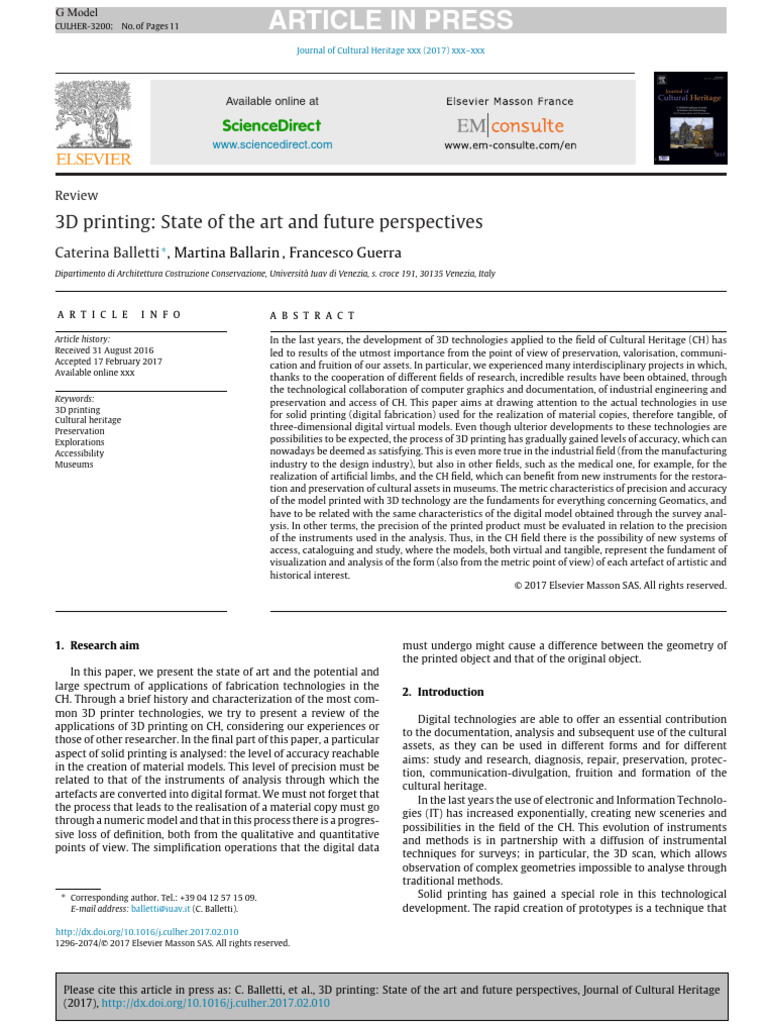 3D Printing State of The Art and Future | PDF | 3 D Printing | 3 D Computer Graphics