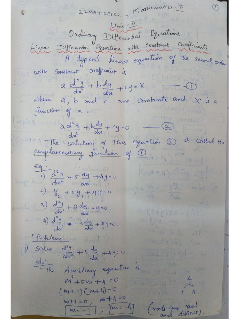 Ordinary Ordinary Differential Equations | PDF