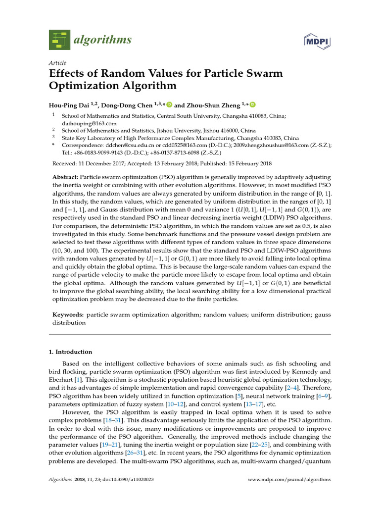 Effects Of Random Values For Particle Swarm Optimization Algorithm 9872