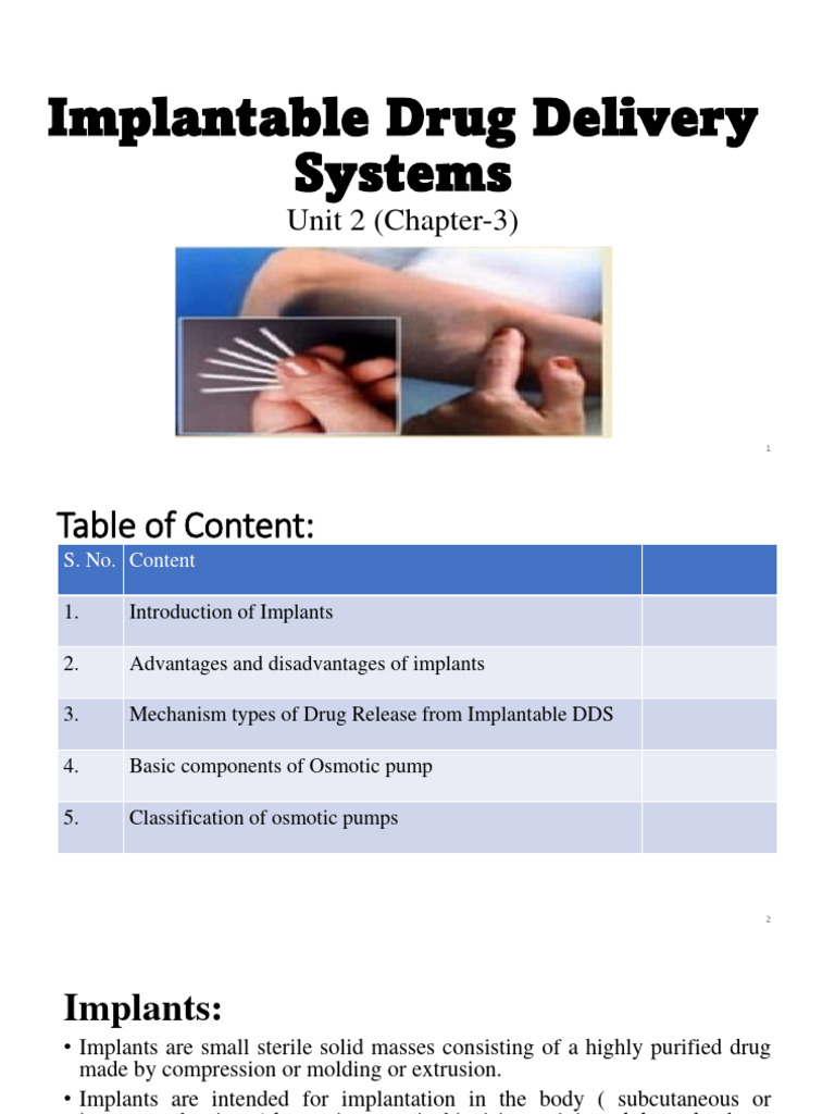 Unit 2 C3 Implantable Drug Delivery Systems 1.1 | PDF | Ethanol ...