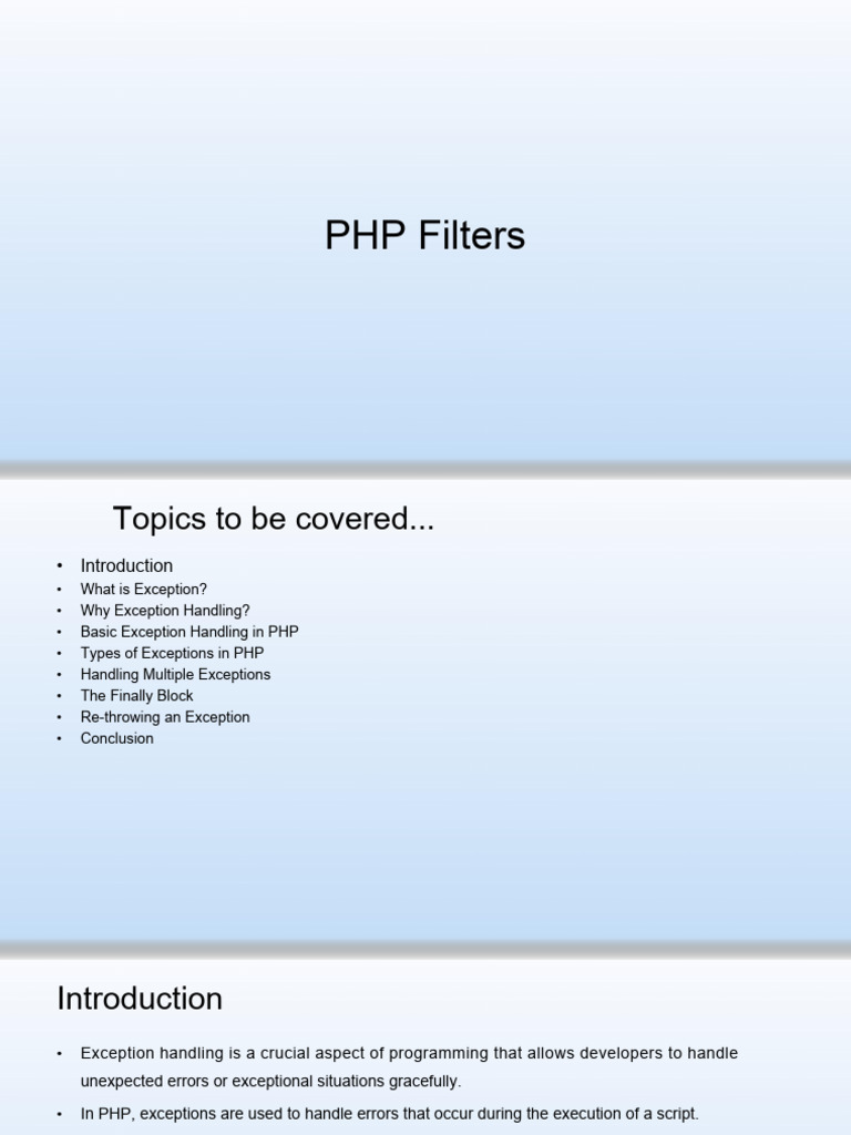 Exception Handling | PDF | Php | Computer Program Exception Handling | PDF | Php | Computer Program