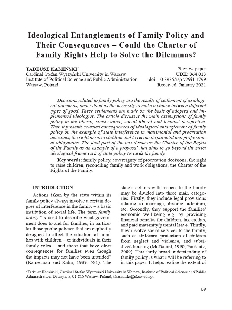 Ideological Entanglements of Family Policy and Their Consequences | PDF ...