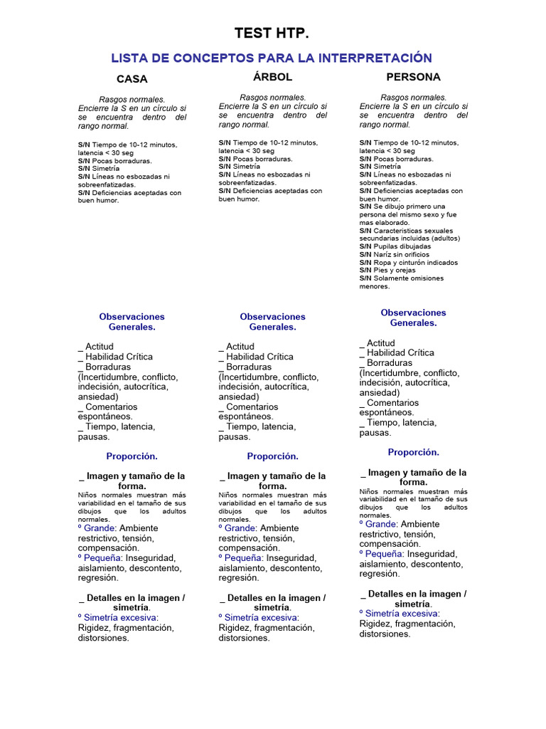 Hoja de Protocolo Test HTP | PDF | Salud mental | Psicología anormal