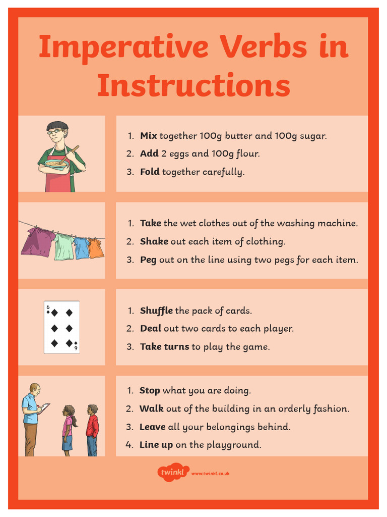 Using Imperative Verbs in Instructions | PDF | Cooking, Food & Wine