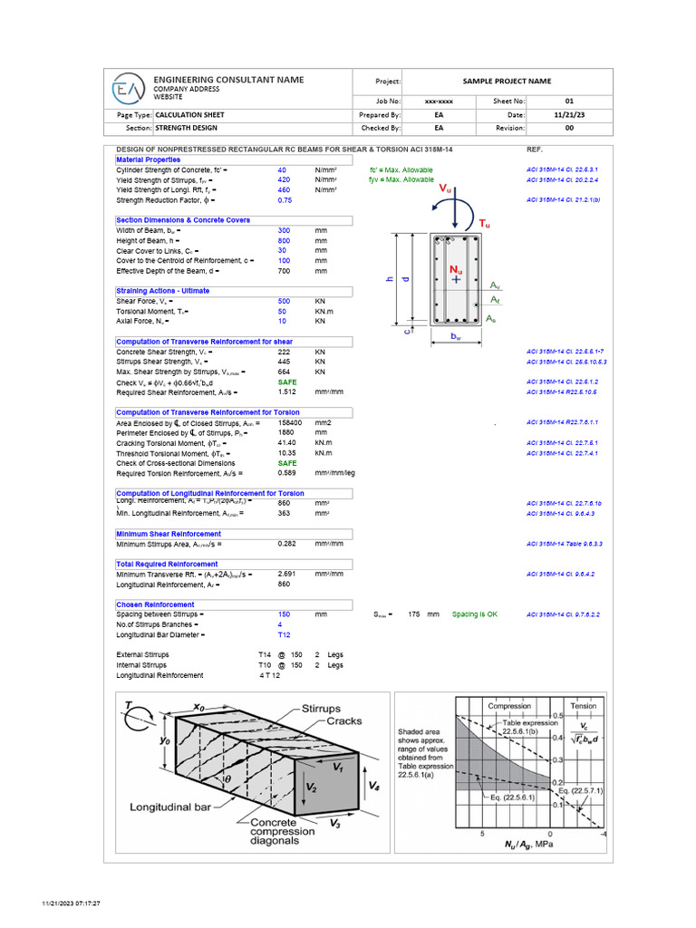 EA - Design of Nonprestressed Rectangular RC Beams For Shear & Torsion ...