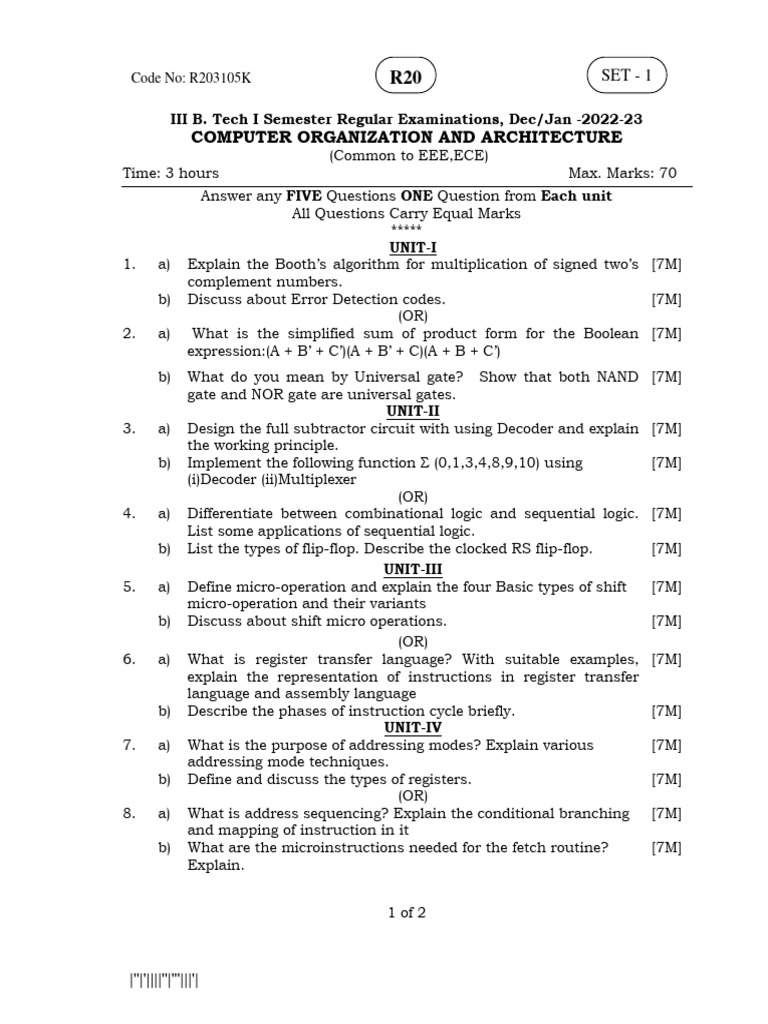Computer Organization and Architecture Jan 2023 | PDF | Logic Gate | Input/Output