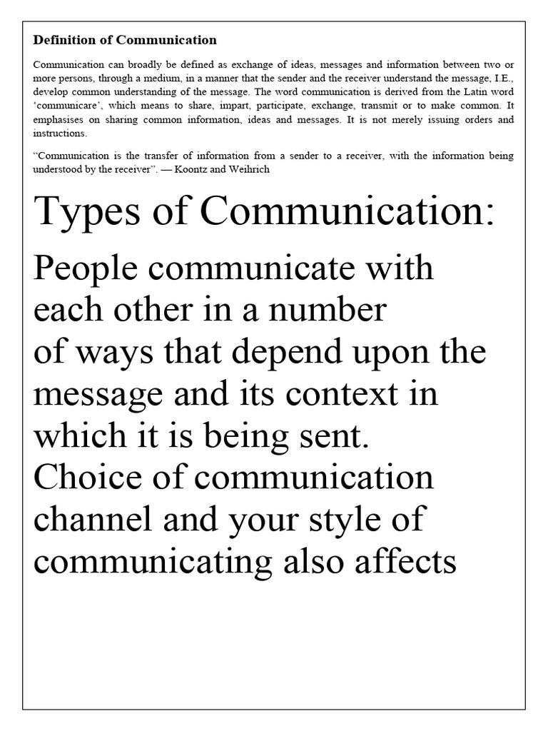 Definition of Communication | PDF | Communication | Nonverbal Communication