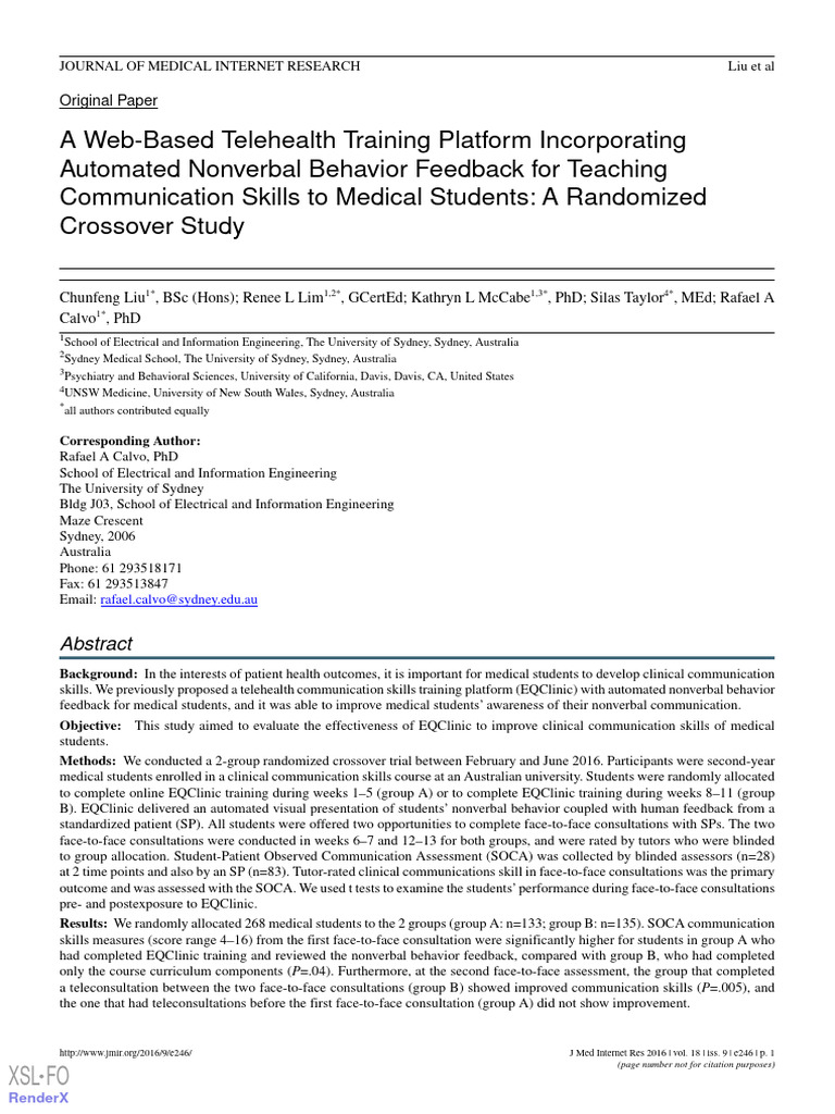 A Web-Based Telehealth Training Platform Incorporating Automated ...